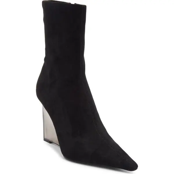 Jeffrey Campbell Beth Ann Wedge Bootie - Black Suede Combo