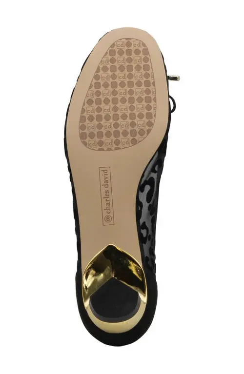 CHARLES DAVID Maize Leopard-spotted Mesh Ballet Flat
