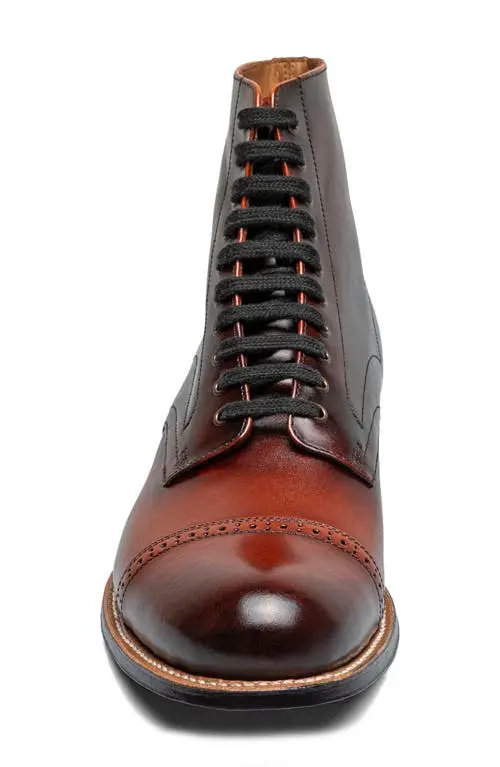 STACY ADAMS Madison Cap Toe Lace Up Boot - Cognac