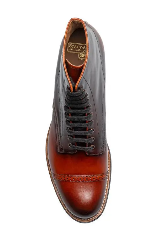 STACY ADAMS Madison Cap Toe Lace Up Boot - Cognac
