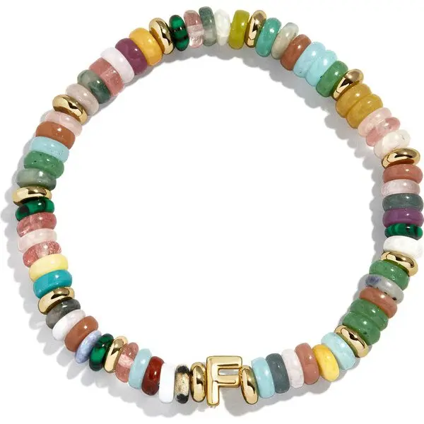 Baublebar Amaris Semiprecious Initial Beaded Stretch Bracelet - Multi - F