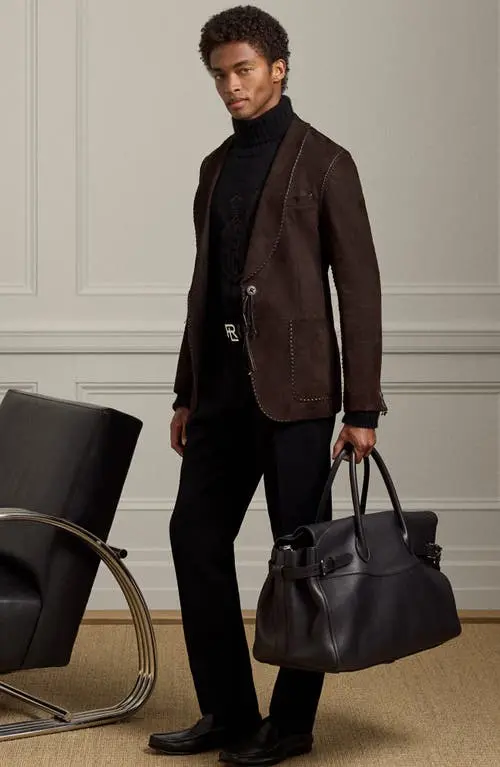 Ralph Lauren Calfskin Leather Duffle Bag - Black