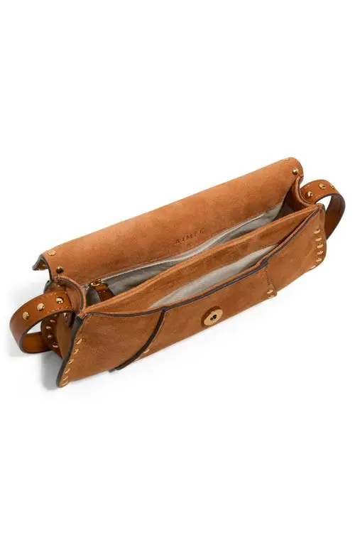 AIMEE Armour Leather Baguette Shoulder Bag - Rustic Caramel Suede