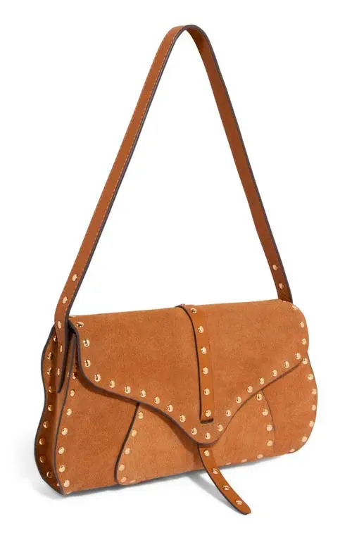 AIMEE Armour Leather Baguette Shoulder Bag - Rustic Caramel Suede