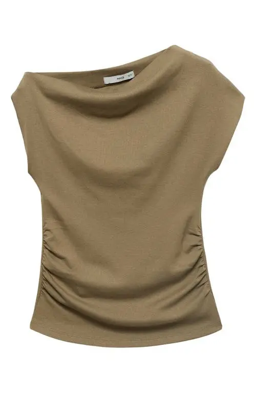 Mango Asymmetric Neck Top - Khaki