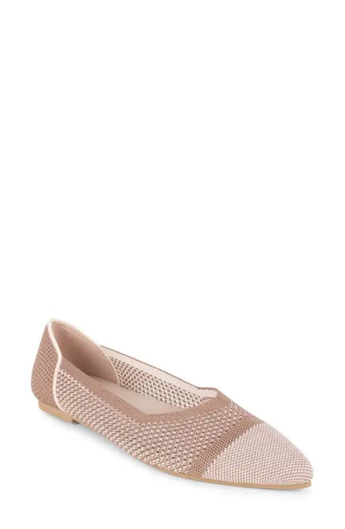 Tahari Antigua Knit Pointed Toe Flat - Camel