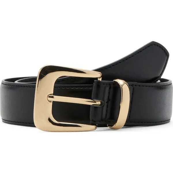 Mango Faux Leather Belt - Black