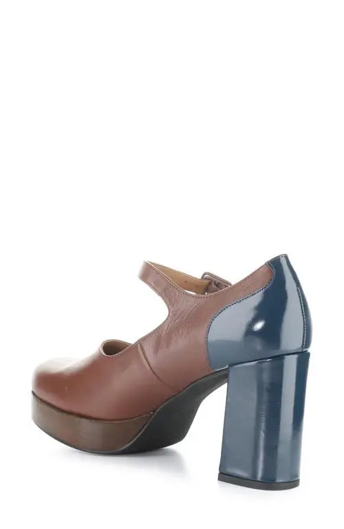 Fly London Eril Platform Pump - Cognac/navy