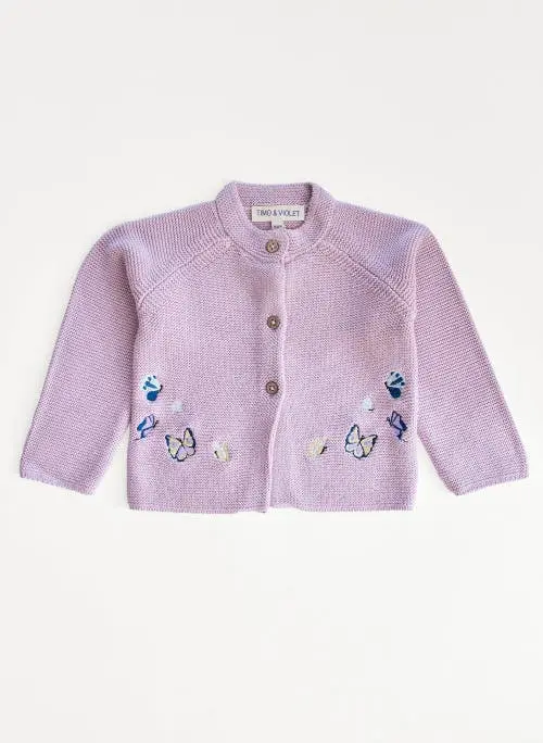 TIMO & VIOLET Embroidered Butterfly Knit Cardigan