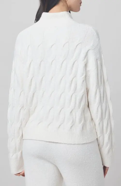 Splendid Cable Knit Half Placket Sweater - Snow