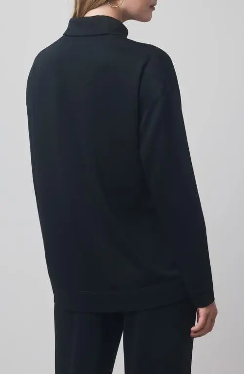 Splendid Interlock Turtleneck Sweatshirt - Black