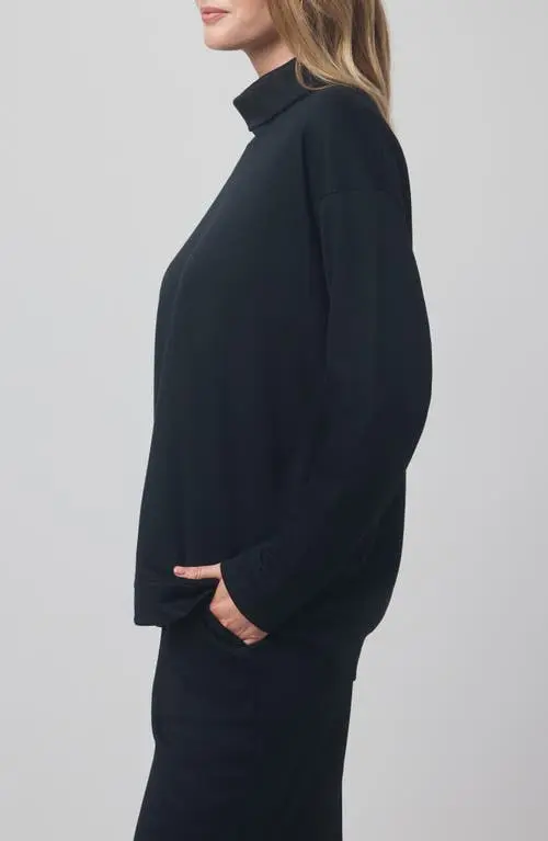 Splendid Interlock Turtleneck Sweatshirt - Black