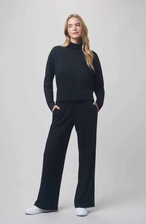Splendid Interlock Turtleneck Sweatshirt - Black