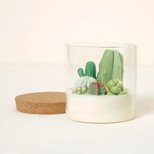 UNCOMMON GOODS Terrarium Candle Largecactus Terrarium Zoet Studio - Champagne & Peach