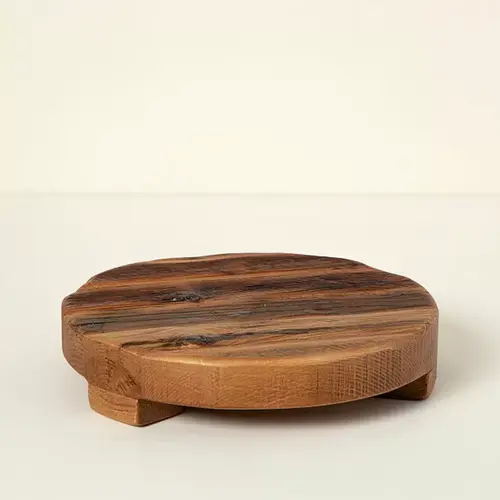 UNCOMMON GOODS Reclaimed Wood Serving Board & Cloche Europe2you - Dark Brown Wood Grain