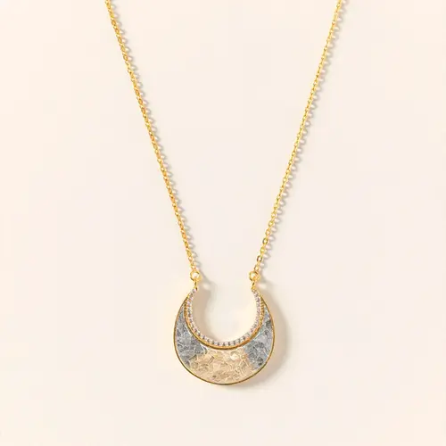 UNCOMMON GOODS Sliced Raw Diamond Crescent Pendant Necklace - Gold