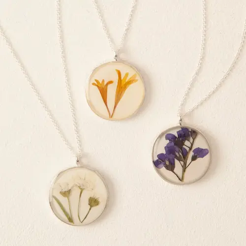 UNCOMMON GOODS Birth Month Flower Pendant Necklace - February/iris