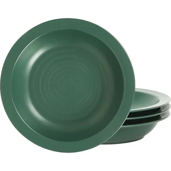 STONE + LAIN Orbit Stoneware 4-piece Pasta Bowl Set - Green