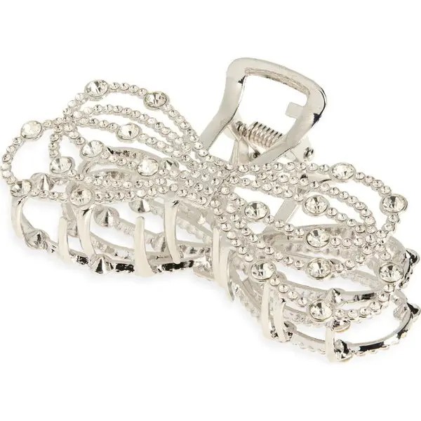 Bp. Bow Crystal Embellished Claw Clip - Rhodium