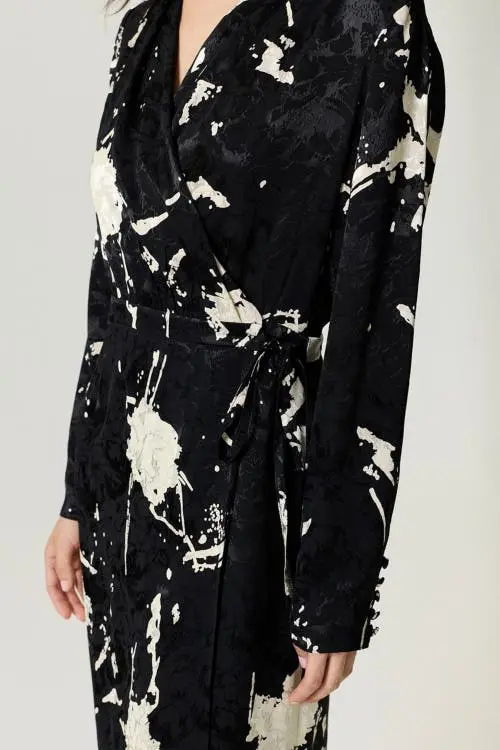 NOCTURNE Printed Wrap Maxi Dress