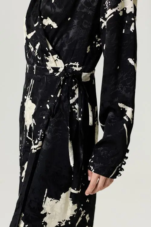 NOCTURNE Printed Wrap Maxi Dress