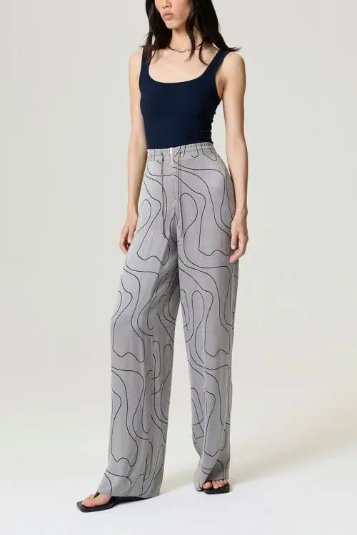 NOCTURNE Flowy Wide-leg Tailored Pants