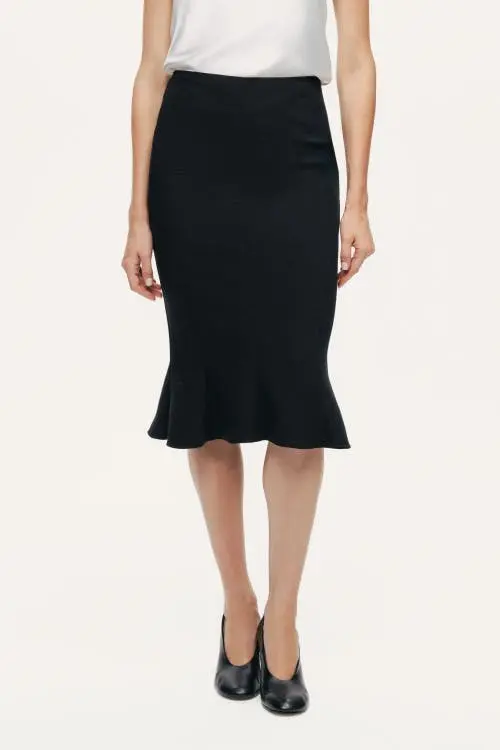NOCTURNE Flounced Hem Fishtail Midi Skirt