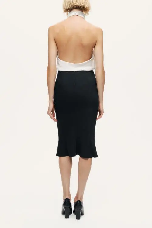 NOCTURNE Flounced Hem Fishtail Midi Skirt