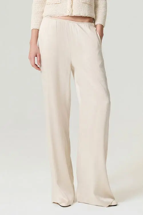 NOCTURNE Elastic-waist Relaxed Trousers - Ivory