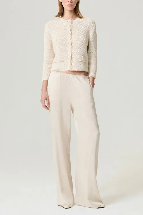NOCTURNE Elastic-waist Relaxed Trousers - Ivory