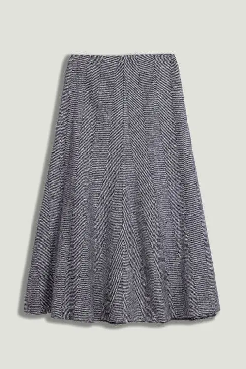 NOCTURNE Herringbone Flared Midi Skirt