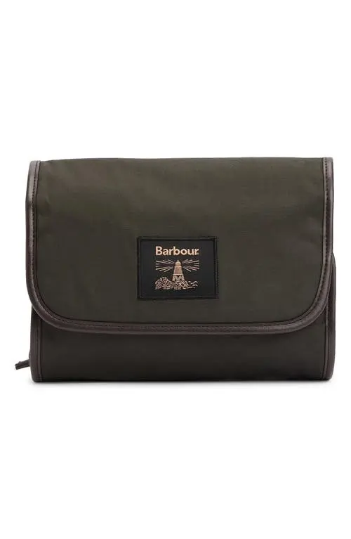 Barbour Waxed Cotton Hanging Wash Bag