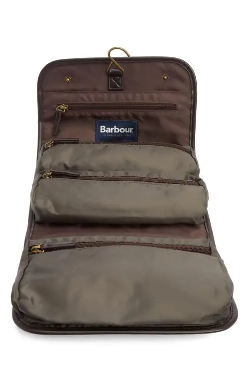 Barbour Waxed Cotton Hanging Wash Bag