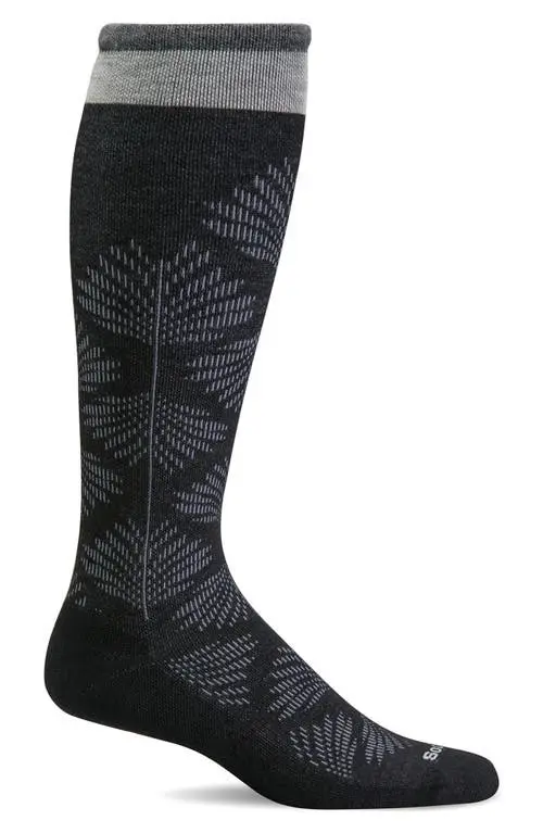 SOCKWELL Full Floral Wide Calf Compression Socks - Black