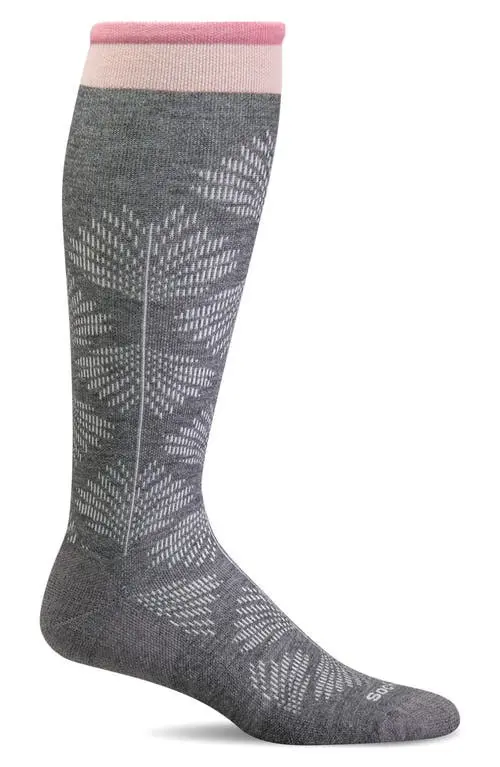 SOCKWELL Full Floral Wide Calf Compression Socks - Charcoal