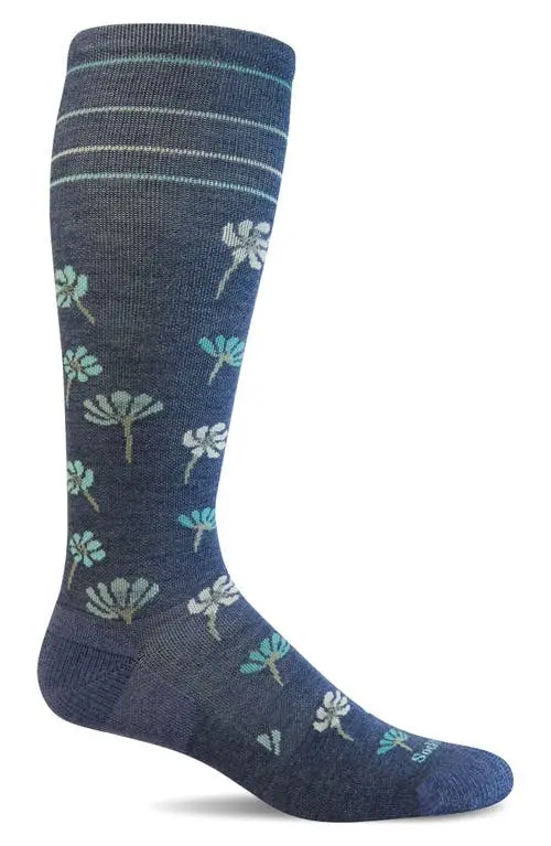 SOCKWELL Field Flower Compression Socks - Denim