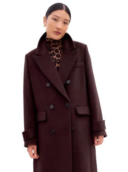 RO&ZO Wool Blend Oversized Coat - Brown