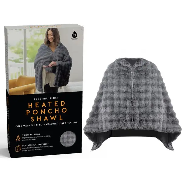 PURSONIC Electric Plush Heated Poncho Shawl