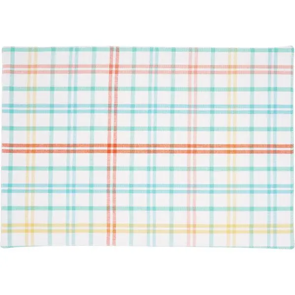 C&F HOME Bunny Rabbit Trail Plaid Easter Spring Cotton Placemats Set Of 6 - Blue