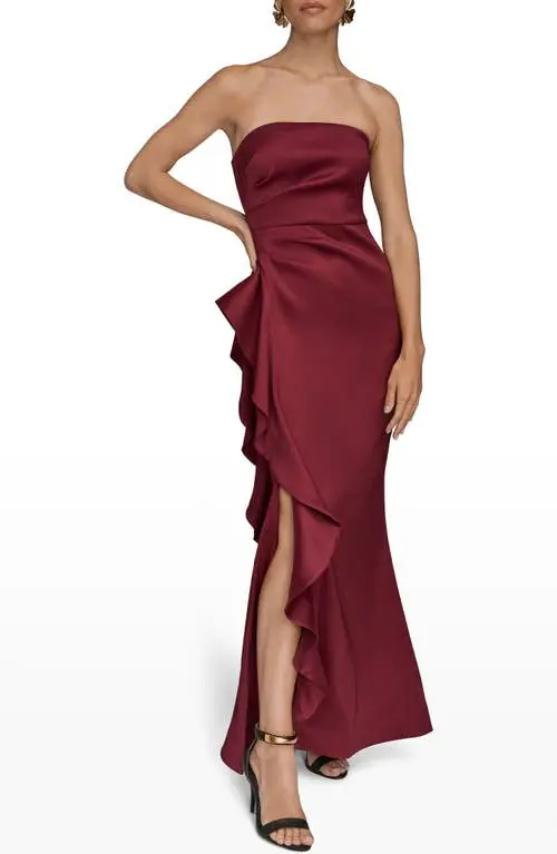 Donna Karan New York Strapless Ruffle Satin Dress