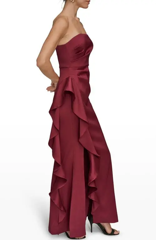 Donna Karan New York Strapless Ruffle Satin Dress