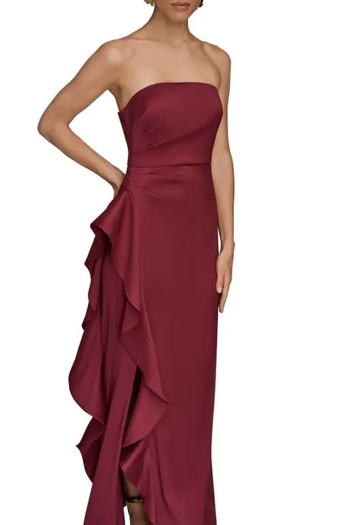 Donna Karan New York Strapless Ruffle Satin Dress