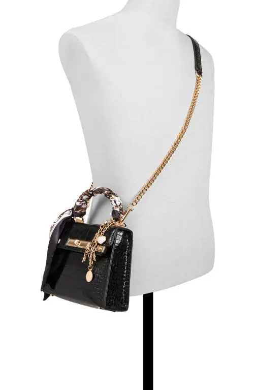Aldo Faux Leather Satchel With Charms - Black | Editorialist