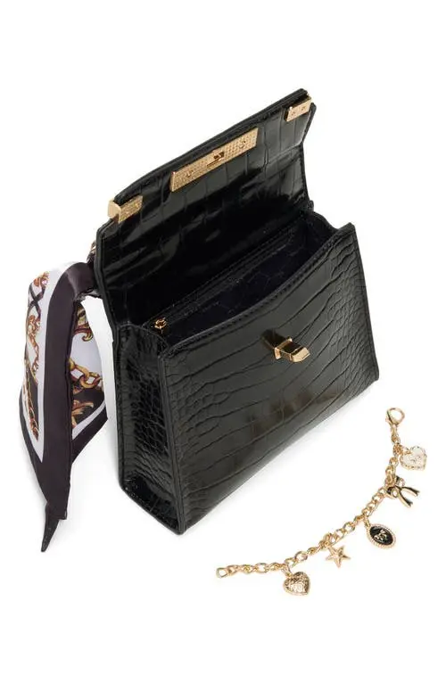 Aldo Faux Leather Satchel With Charms - Black