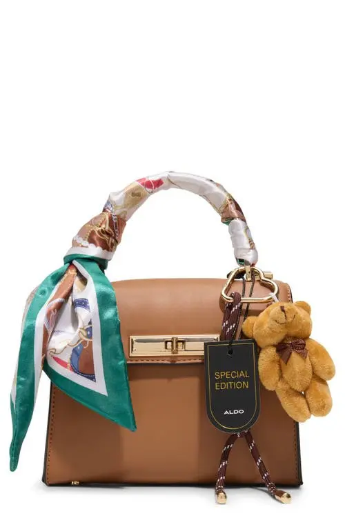 Aldo Faux Leather Satchel With Charms - Tan