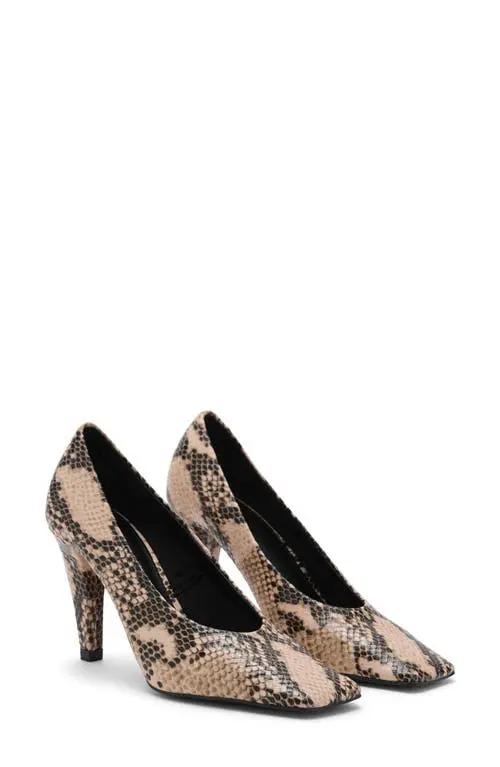 Mango Printed Square Toe Pumps