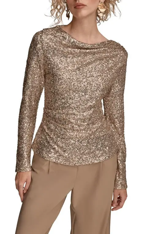 Donna Karan New York Sequin Pleated Shoulder Top