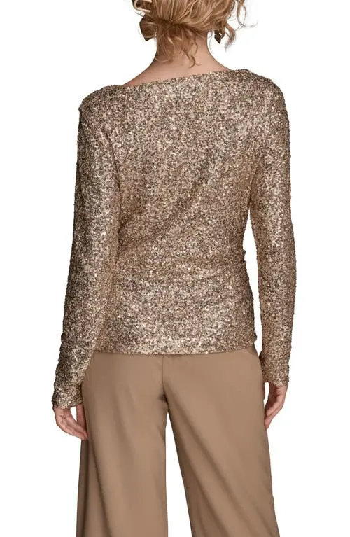 Donna Karan New York Sequin Pleated Shoulder Top