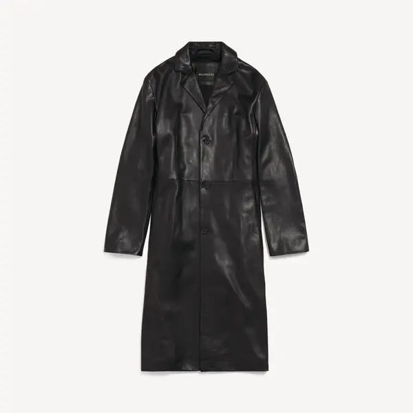 Balenciaga Fitted Leather Coat - Black