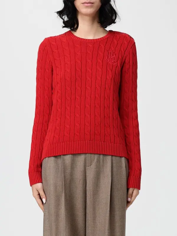 Ralph Lauren Cable Knit Sweater With Button Detail - Red